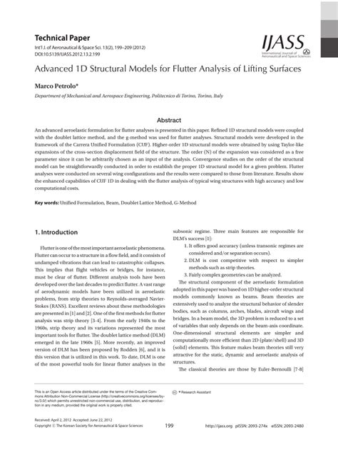 pdf advanced 1d structural models for flutter analysis of lifting
