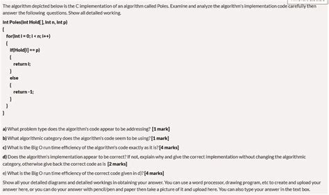 Solved The Algorithm Depicted Below Is The C Implementation Chegg