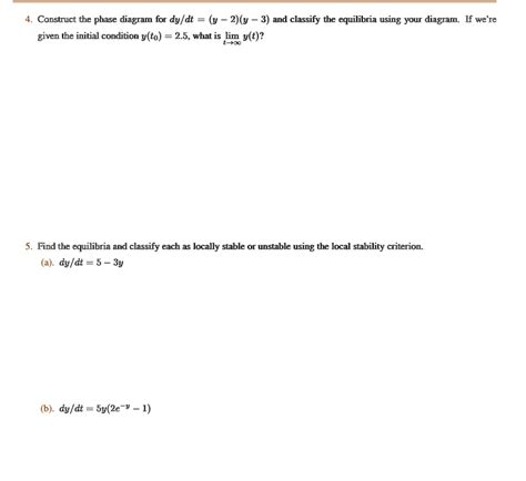 4 Construct The Phase Diagram For Dydt Y 2y 3 And Classify The