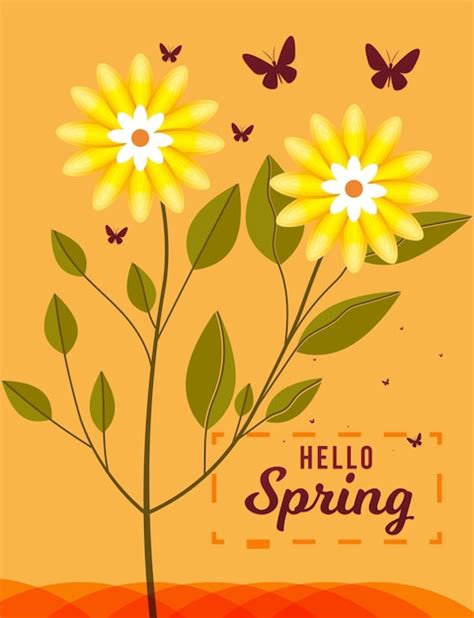 Premium Vector Blooming Flowers Hello Spring Vector Design