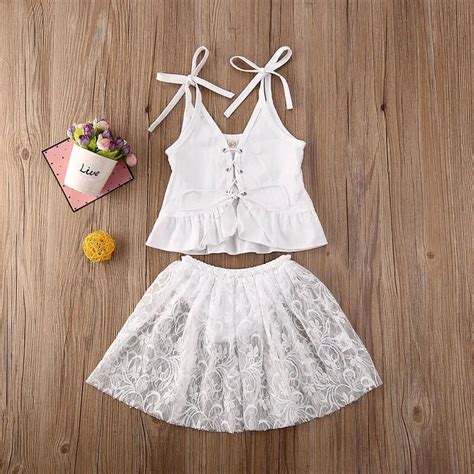 Ropa De Verano Para Niñas Pequeñas Trajes De Encaje Floral Sólido