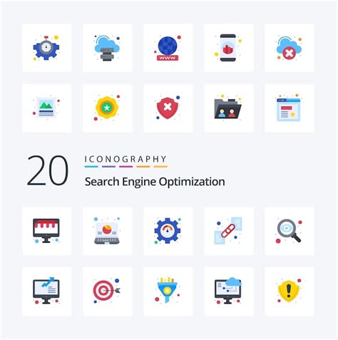 Free Vector 20 Seo Flat Color Icon Pack Like Targeting Search Seo Url Link