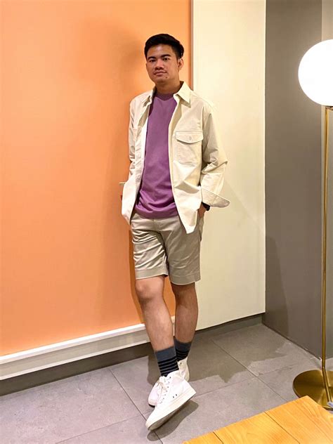 ดูไอเดียสไตล์การแต่งตัวสำหรับ「เสื้อเชิ้ตแจ็คเก็ต ผ้าเจอร์ซี่ ทรงหลวม、กางเกงขาสั้น ผ้ายืด ทรง