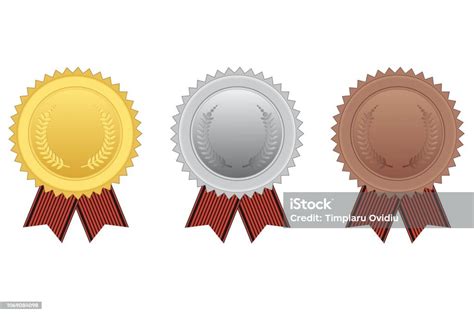 골드 실버 및 브론즈 메달 흰색 배경에 고립의 집합입니다 Championship에 대한 스톡 벡터 아트 및 기타 이미지 Championship 경쟁 금 금속 Istock