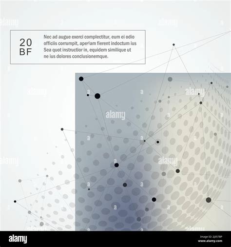 Abstract Polygonal Molecule Design With Connecting Dots Lines And Halftone Background Stock