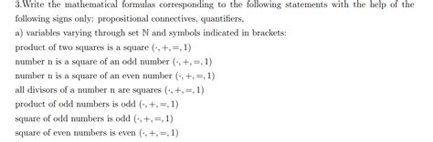 Solved 3write The Mathematical Formulas Corresponding To