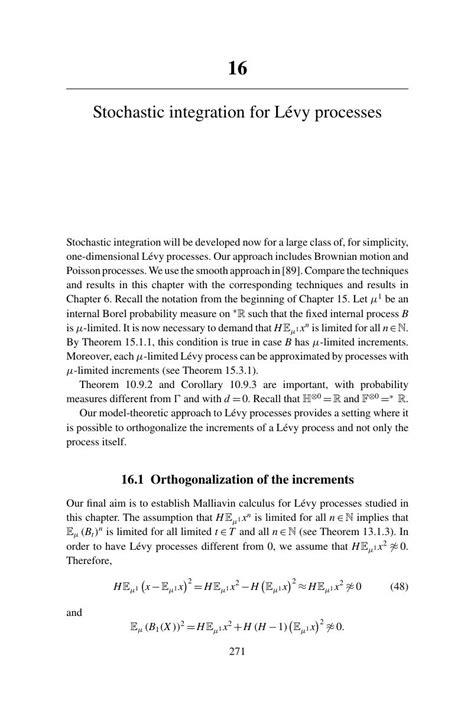 Stochastic Integration For Lévy Processes Chapter 16 Malliavin