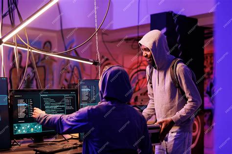 Free Photo Hacker Showing Malware Code On Computer Screen For Data Breach Criminals Breaking