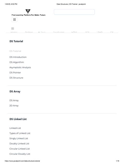 Data Structures Ds Tutorial Javatpoint Pdf Data Structure Pointer Computer Programming