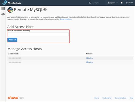 Mysql Remoto En Cpanel Hostwinds