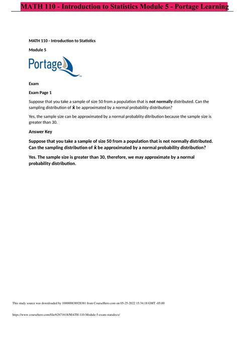 Math 110 Introduction To Statistics Module 5 Portage Learning Math 110 Introduction To