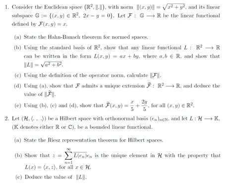 Solved Consider The Euclidean Space R2 With Norm Chegg