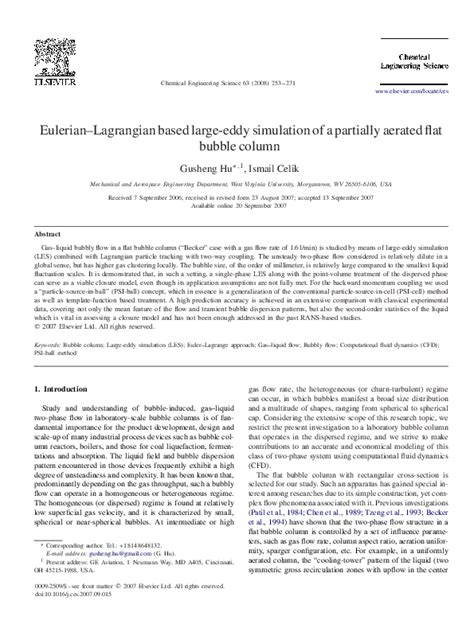 Pdf Eulerianlagrangian Based Large Eddy Simulation Of A Partially