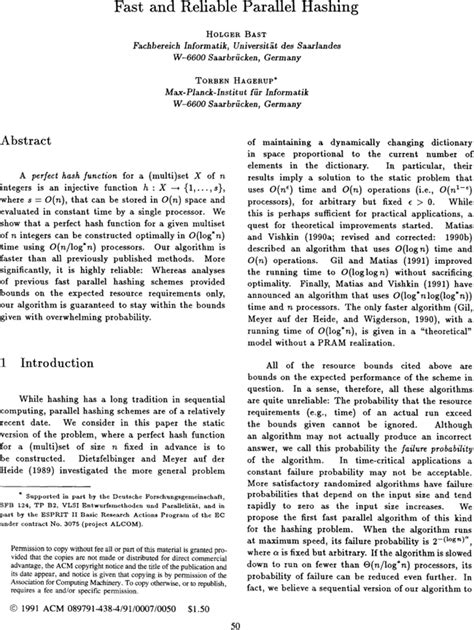fast and reliable parallel hashing proceedings of the third annual