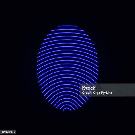 응용 프로그램에 대한 동그라미 파란색 네온 지문 아이콘 디자인 생체 인식 보안 시스템 개념 개성 개념에 대한 스톡 벡터 아트 및 기타 이미지 Istock