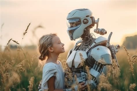 Free Photo Medium Shot Girl And Robot