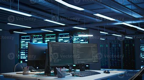 Server Rows And Computer Used To Ensure Optimal Performance And Reliability Managing Gear High