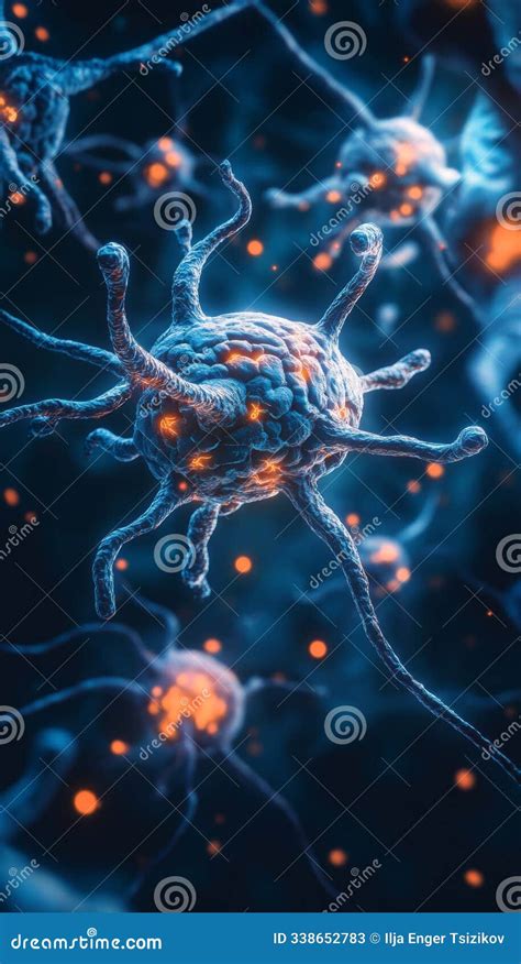 3d Render Of Neuron Connections Neural Network Synapses Brain Activity Neuroscience