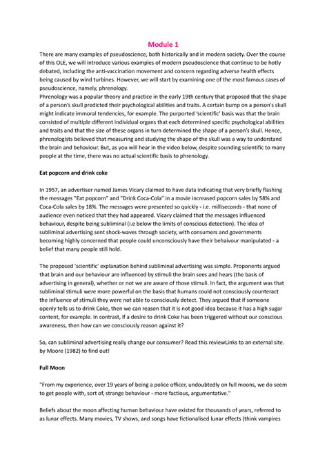 Summary Notes Pseudoscientific Thinking Module 1 There Are Many