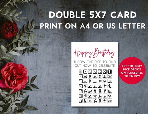 Sex Dice Sexy Birthday Card Printable Sex Game Etsy