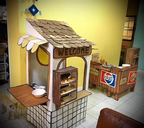 คุณแม่โชว์ไอเดียสุดเจ๋ง ทำกล่องกระดาษ Diy เป็นร้านขายของให้ลูก