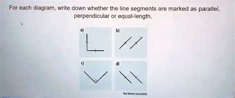 solved for each diagram write down whether the line segments are marked as parallel