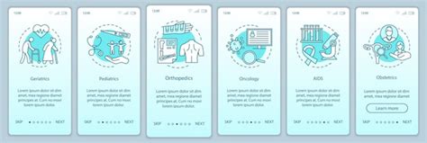 간호 온보딩 모바일 앱 페이지 화면 벡터 템플릿입니다 의학 건강 관리 연습 웹 사이트 단계 복권 노인병 종양학 보조 지원 Ux Ui Gui 스마트폰
