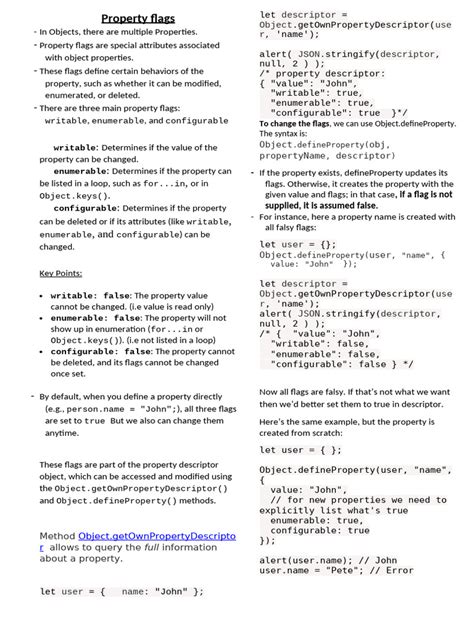 Javascript Object Property Flags Explained Pdf Computer Engineering