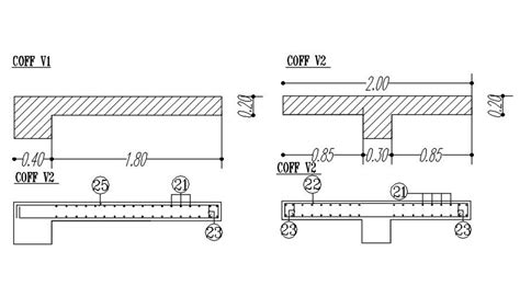 Cross Section Of Slab With Reinforcement Details Design In Autocad 2d Drawing Cad File Dwg File