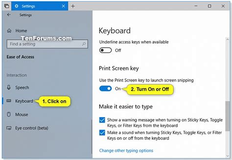Turn On Use Print Screen Key To Launch Screen Snipping In Windows Tutorials