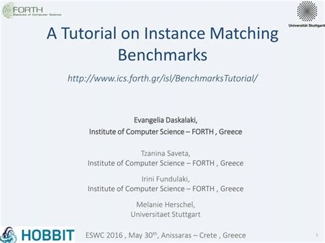 Instance Matching Benchmarks For Linked Data Eswc 2016 Tutorial Pdf Databases Computer
