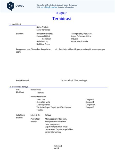 Msds Mama Lime Id Pdf