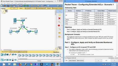 4 2 2 10 Packet Tracer Configuring Extended Acls Scenario 1 Youtube