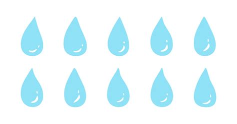 낙서 물방울 손으로 그린 땀 눈물 다른 형태 벡터 물방울 블루 액체는 라인에 최소 스타일로 설정됩니다 Ui 디자인 날씨 아이콘 수분 공급 및 스킨케어 테마 감정 표현에