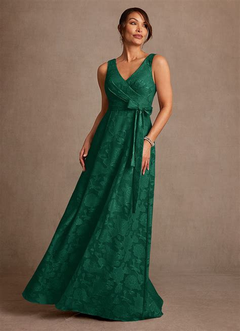 Azazie Luanne Emerald A Line Pleated Floral Burnout Dress Azazie