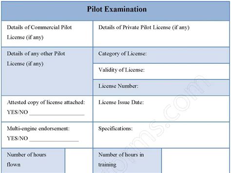 Pilot Examination Fillable Pdf Form Editable Pdf Forms