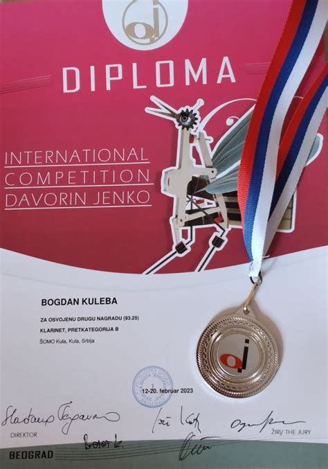 Друга награда за Богдана Кулебу Школа за основно музичко образовање Кула