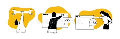 Software Testing Set Vector Illustration Concept Development Application And Process Web Coding