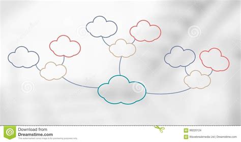 Colorful Mind Map Clouds Over Bright Background Stock Illustration