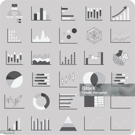 플랫 아이콘 기본 그래프 차트 및 다이어그램 비즈니스 데이터에 대 한 설정의 벡터 레이더에 대한 스톡 벡터 아트 및 기타 이미지
