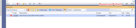 C Error Cs0186 Use Of Null Is Not Valid In This Context