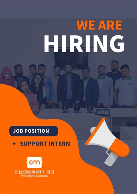 কোডম্যান বিডি এর সাপোর্ট এর জন্য নতুন ১ জন ইন্টার্ন প্রয়োজন । 📑 Requirements And Facilities