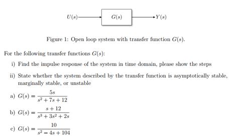 Solved Figure 1 Open Loop System With Transfer Function