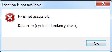 Drive Not Accessible Data Error Cyclic Redundancy Check