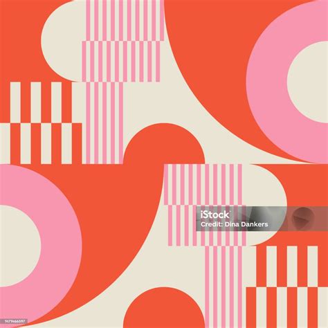 복고풍 바우 하우스 스타일의 원 사각형 사각형 및 줄무늬가있는 현대 벡터 추상 기하학적 배경 파스텔 색상 포스트모던에 대한 스톡 벡터 아트 및 기타 이미지 Istock