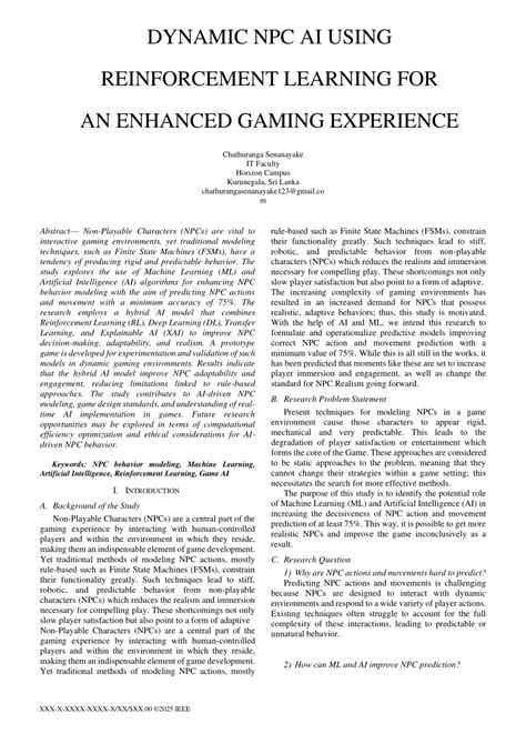 Pdf Dynamic Npc Ai Using Reinforcement Learning For An Enhanced
