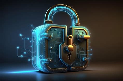 Premium Ai Image Super Technological Padlock With Blue Circuits Data Security Concept