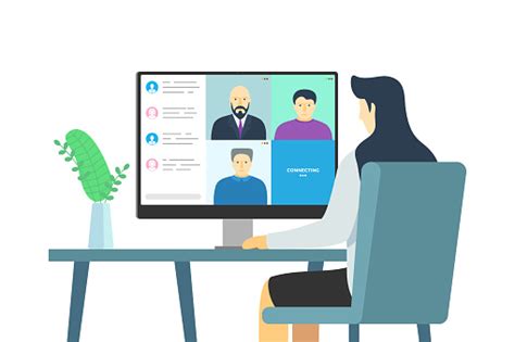 온라인 컨퍼런스에 참여하는 컴퓨터 화면의 사람들 그룹 업무 회의 및 원격 교육 웨비나 또는 화상 회의 회사 직원과의 화상 회의 및 웹 커뮤니케이션 Brand Name