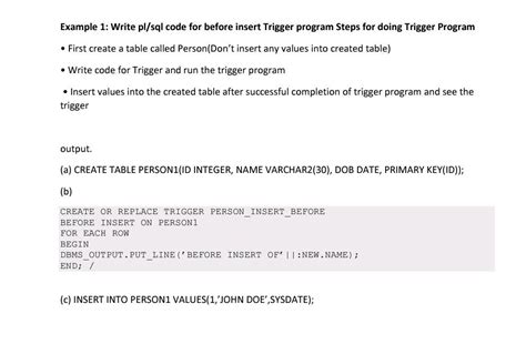 solved example 1 write pl sql code for before insert