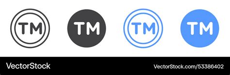 Tm Trademark Icon Flat Line Symbol Set Royalty Free Vector